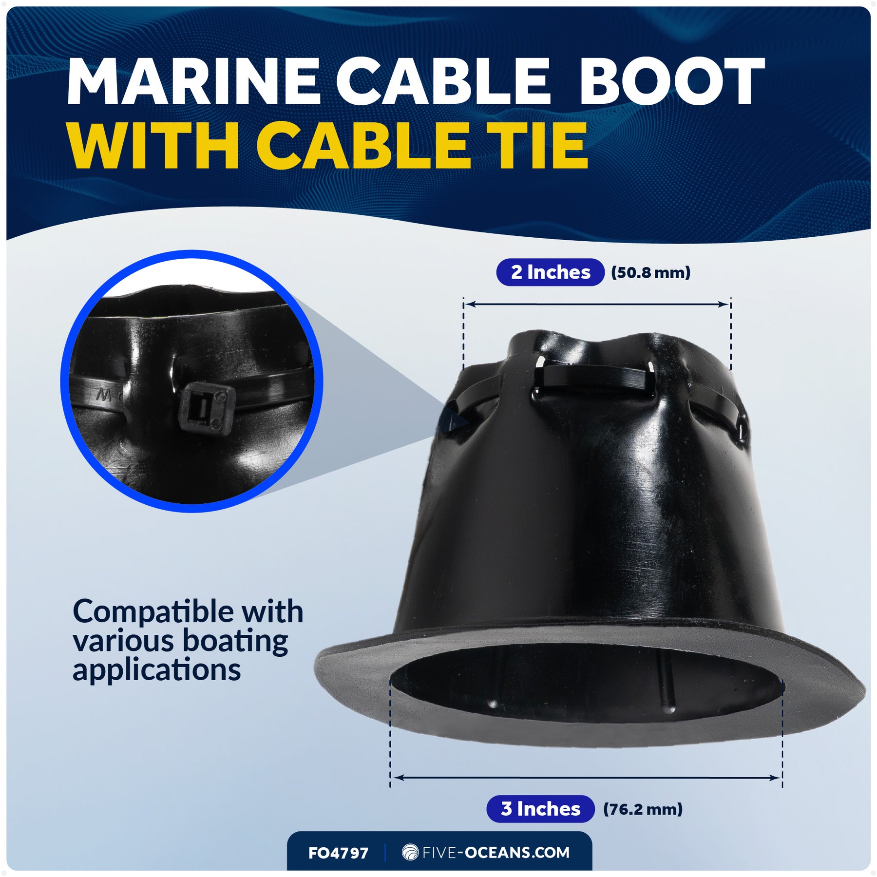 Marine Cable Boot with Cable Tie - FO4797 | Five Oceans