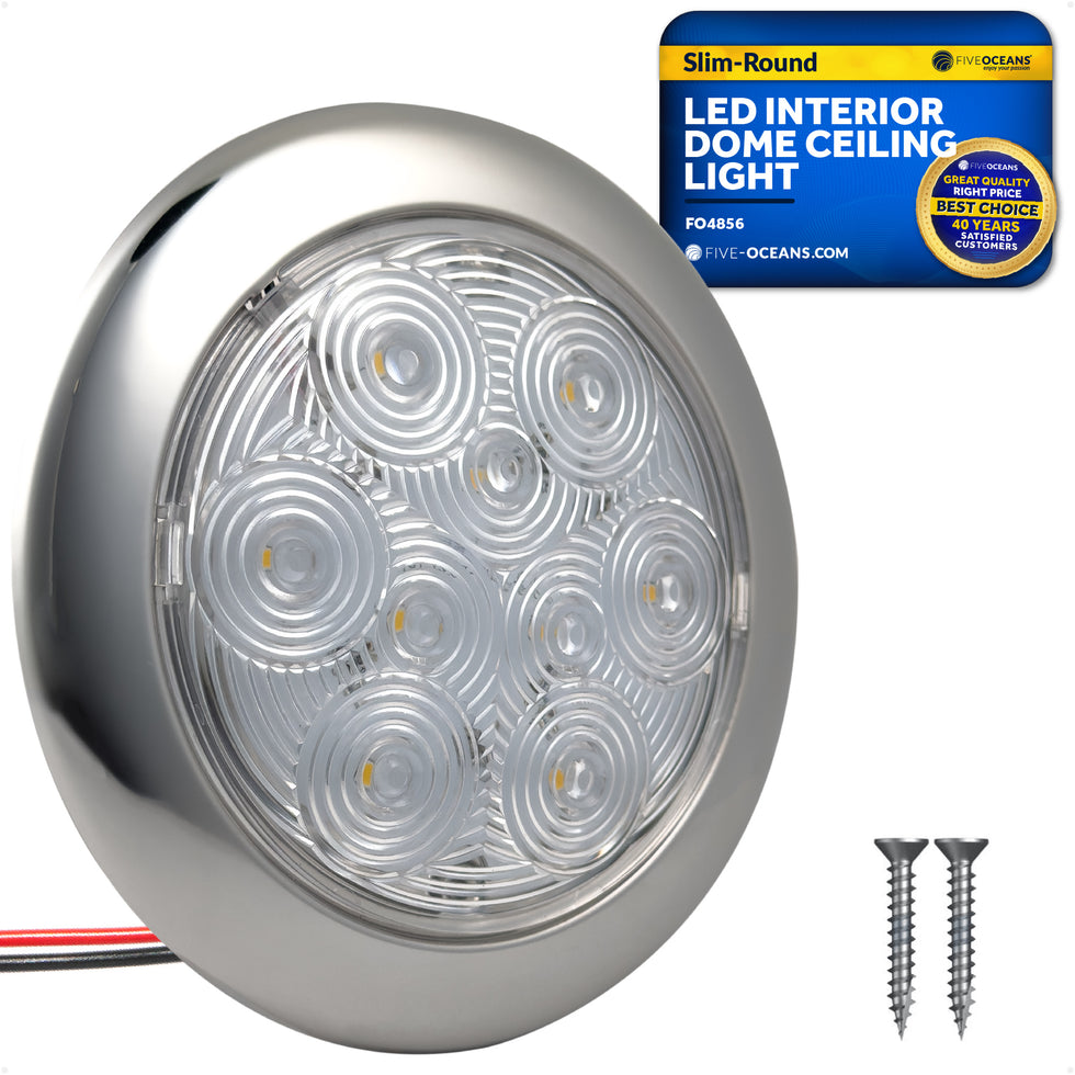 Boat 5-3/16" Surface-Mount LED Slim Dome Ceiling Light, Warm White 12V – Five Oceans